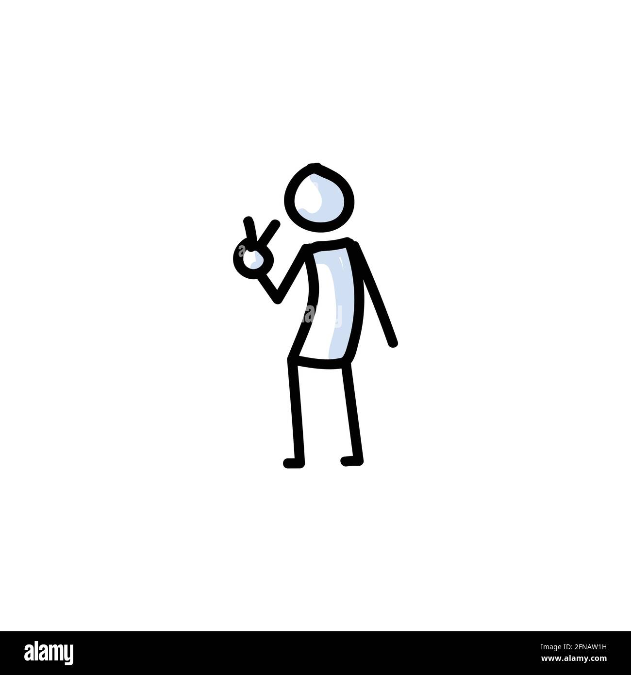Peace sign stick figure vector illustration. Hand drawn v for victory ...