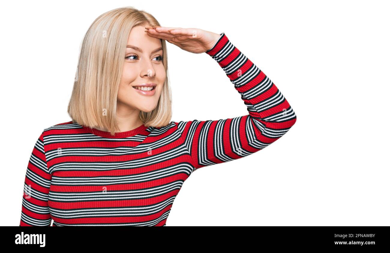 Young blonde woman wearing casual clothes very happy and smiling ...