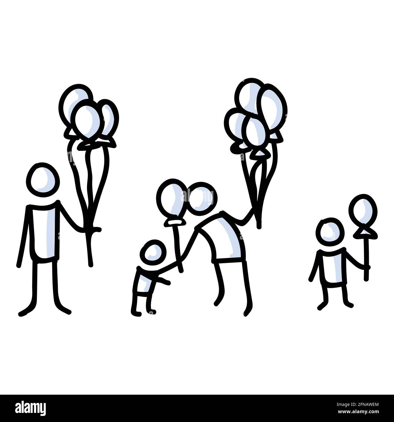 Children Stick Figures Holding Hands