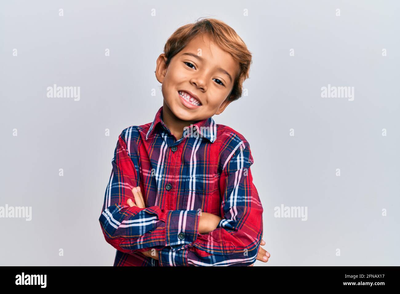 Adorable latin kid wearing casual clothes happy face smiling with ...