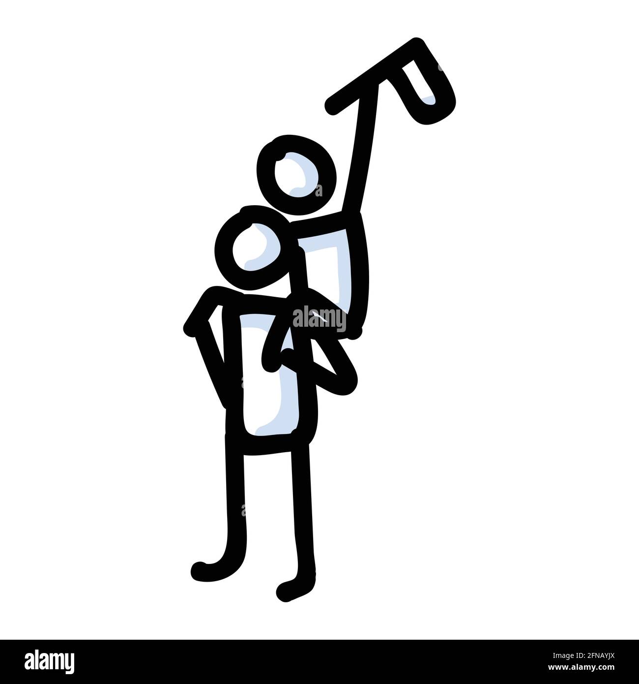 Piggyback ride vector illustration. Hand drawn communication of flag ...