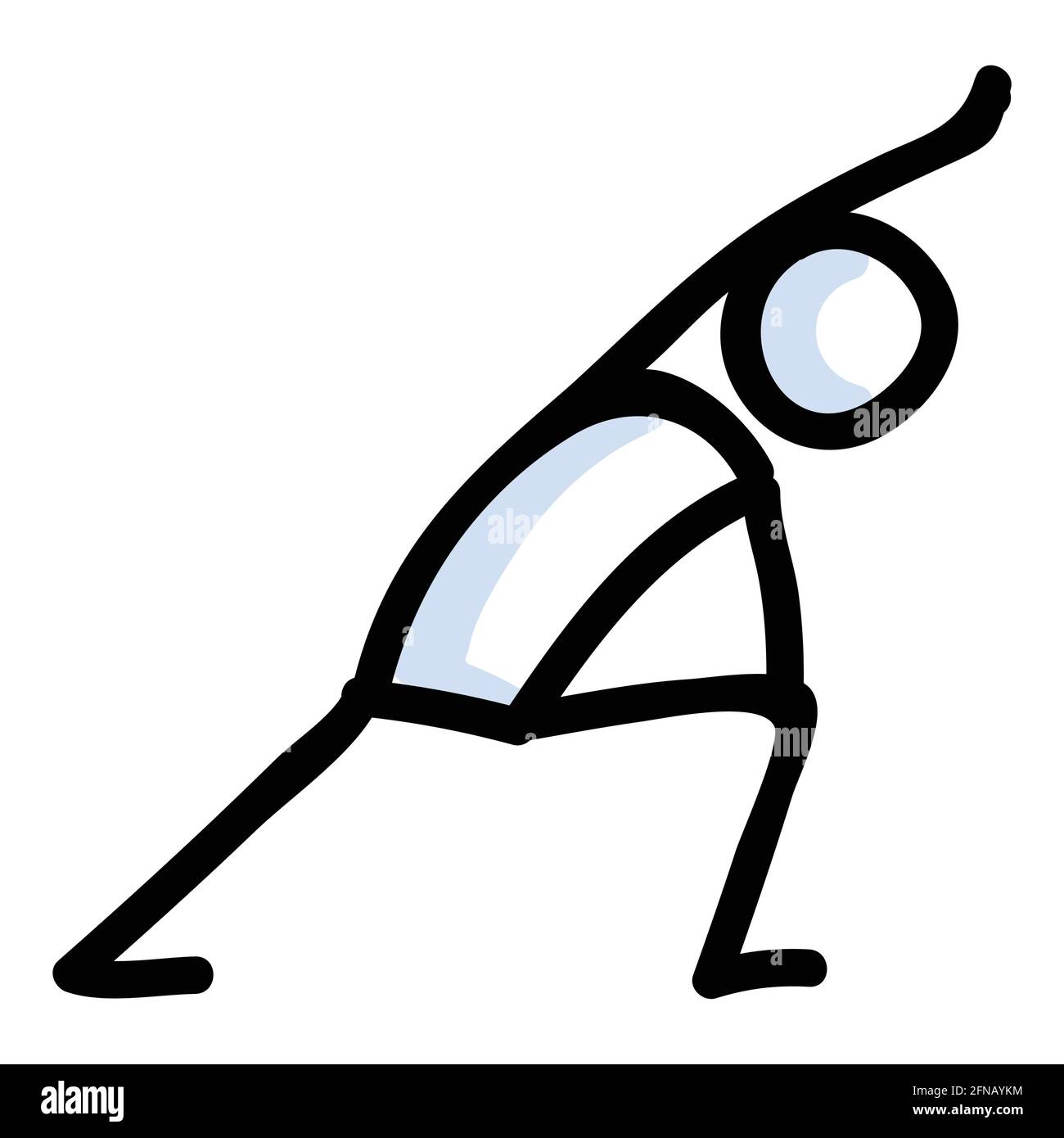 Hand Drawn Stick Figure Lunge Yoga Pose. Concept of Stretching ...