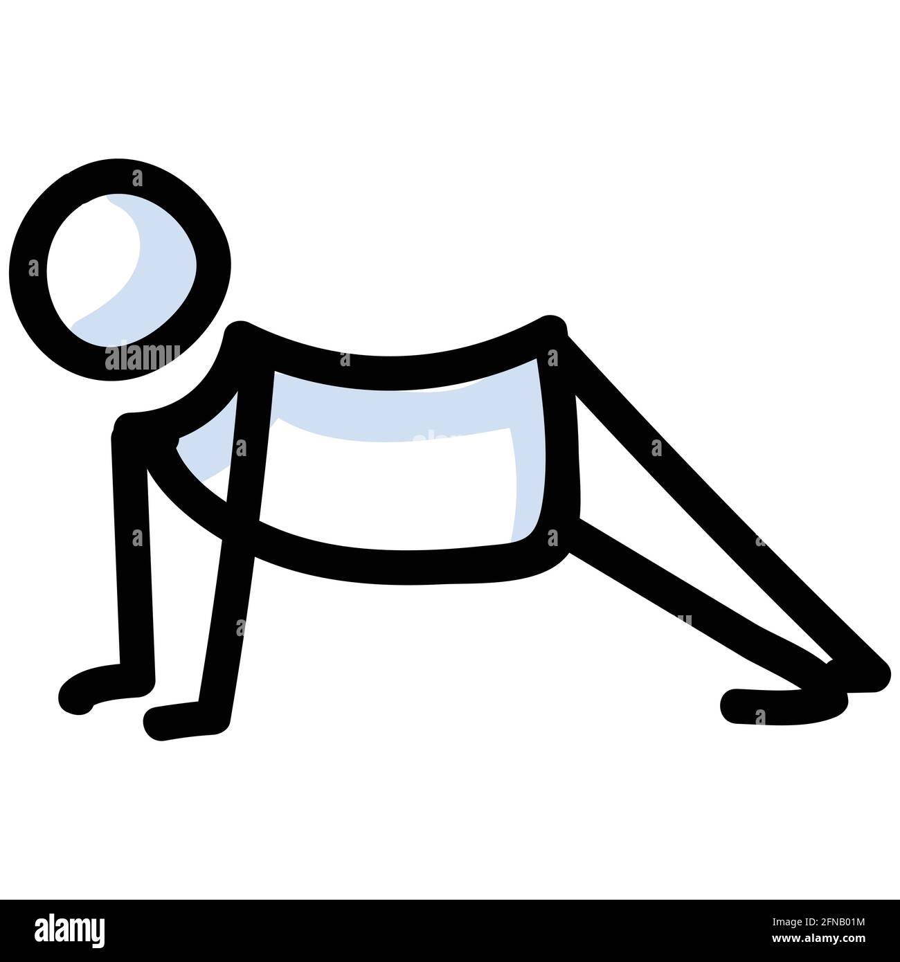 Hand Drawn Stick Figure Cobra Yoga Pose. Concept of Stretching ...