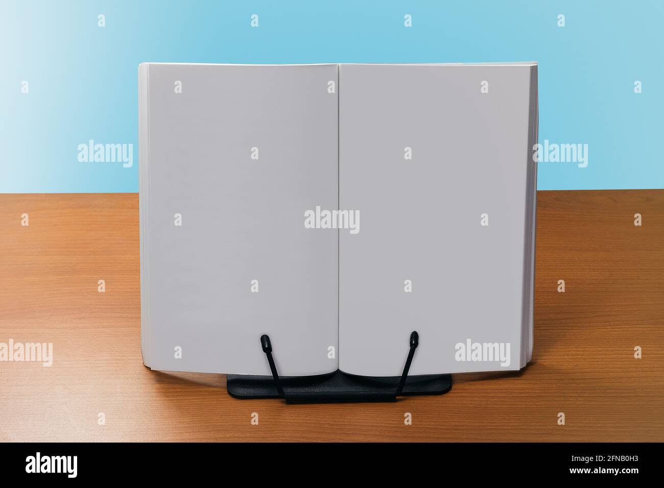 Open book on lectern with blank sheets to inscribe legend, the table is ...