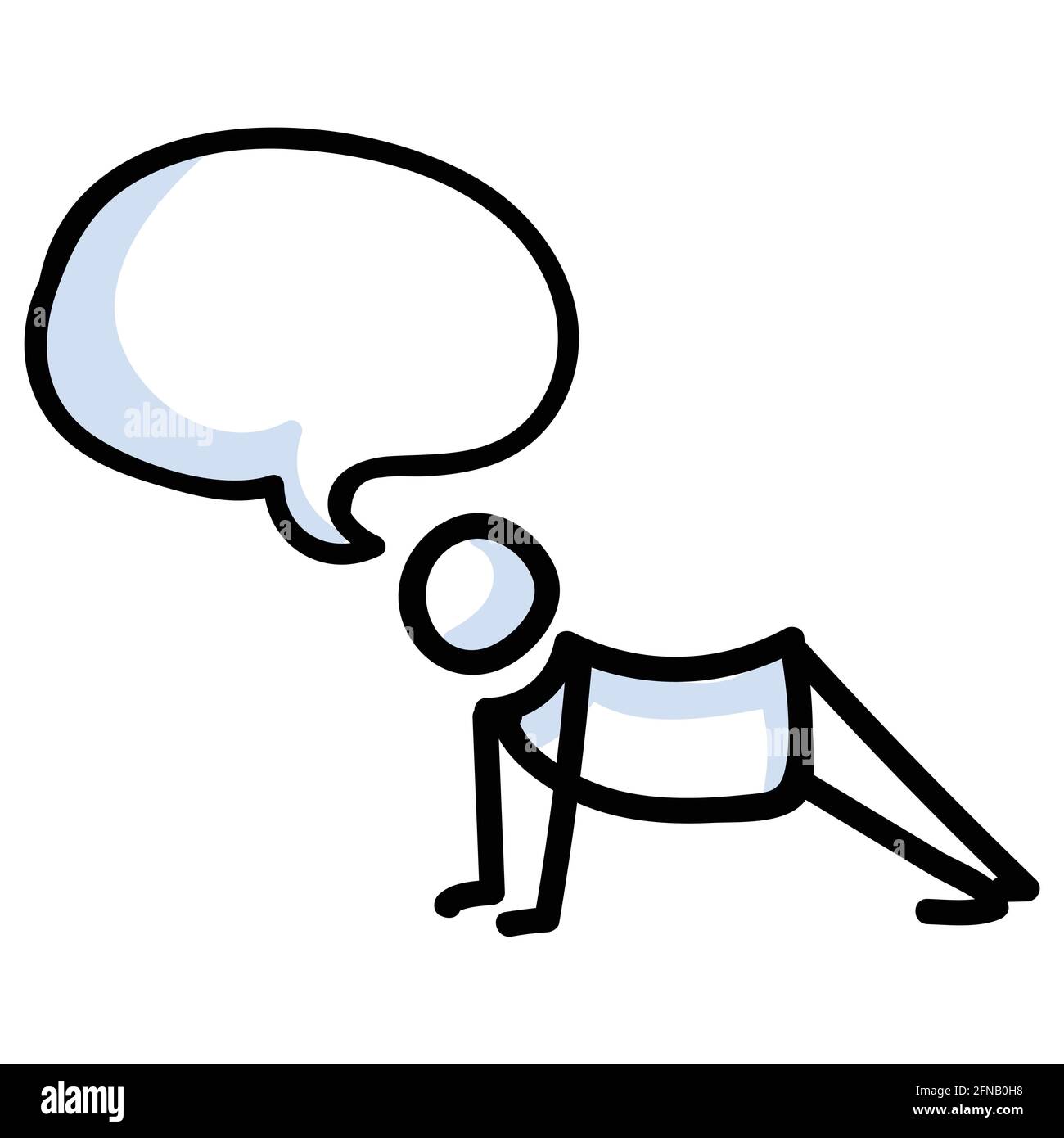 Hand drawn stick figure cobra yoga pose. Concept of stretching exercise ...