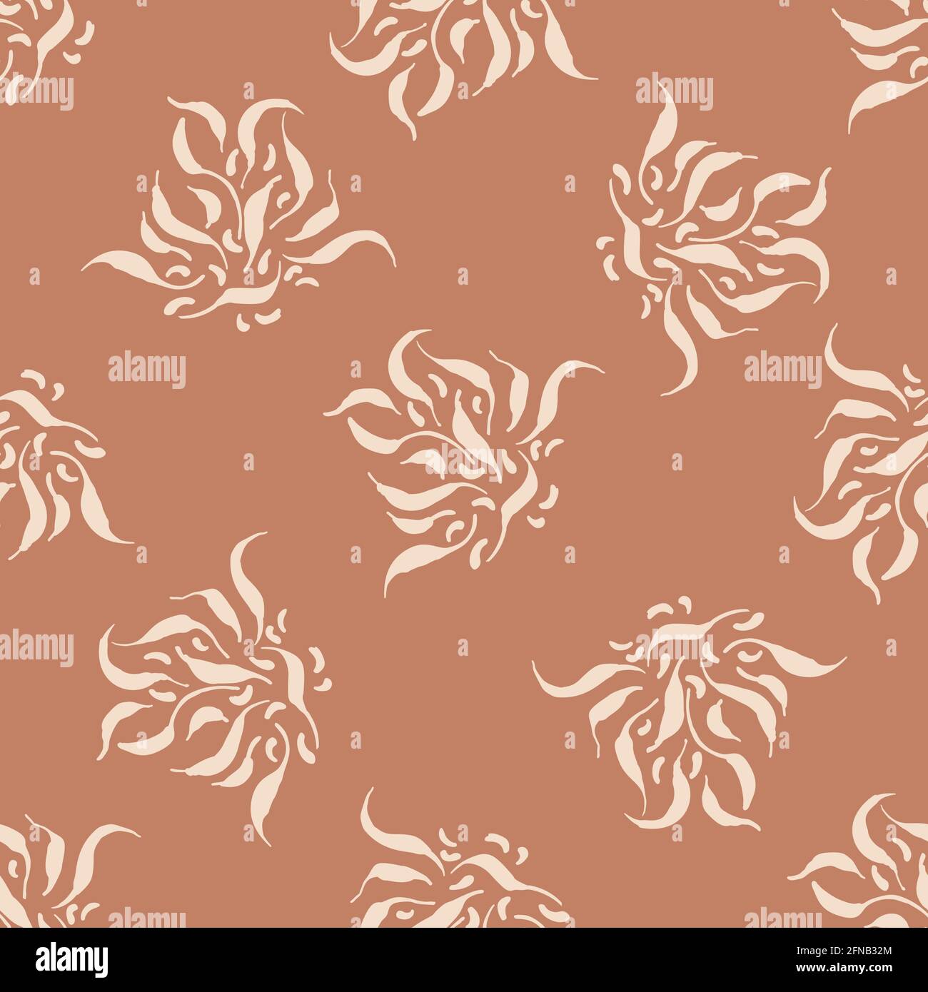 Seamless minimalist doodle leaf pattern background. Calm boho earthy ...