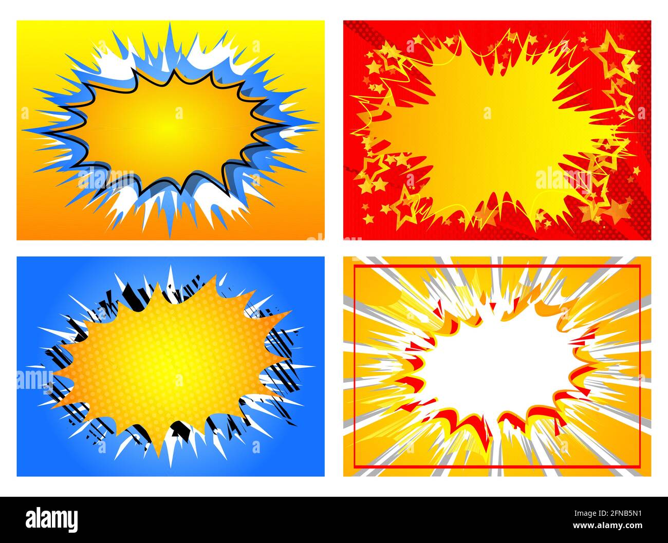 Collection of pop art comic background. Cartoon Vector Illustrations of ...