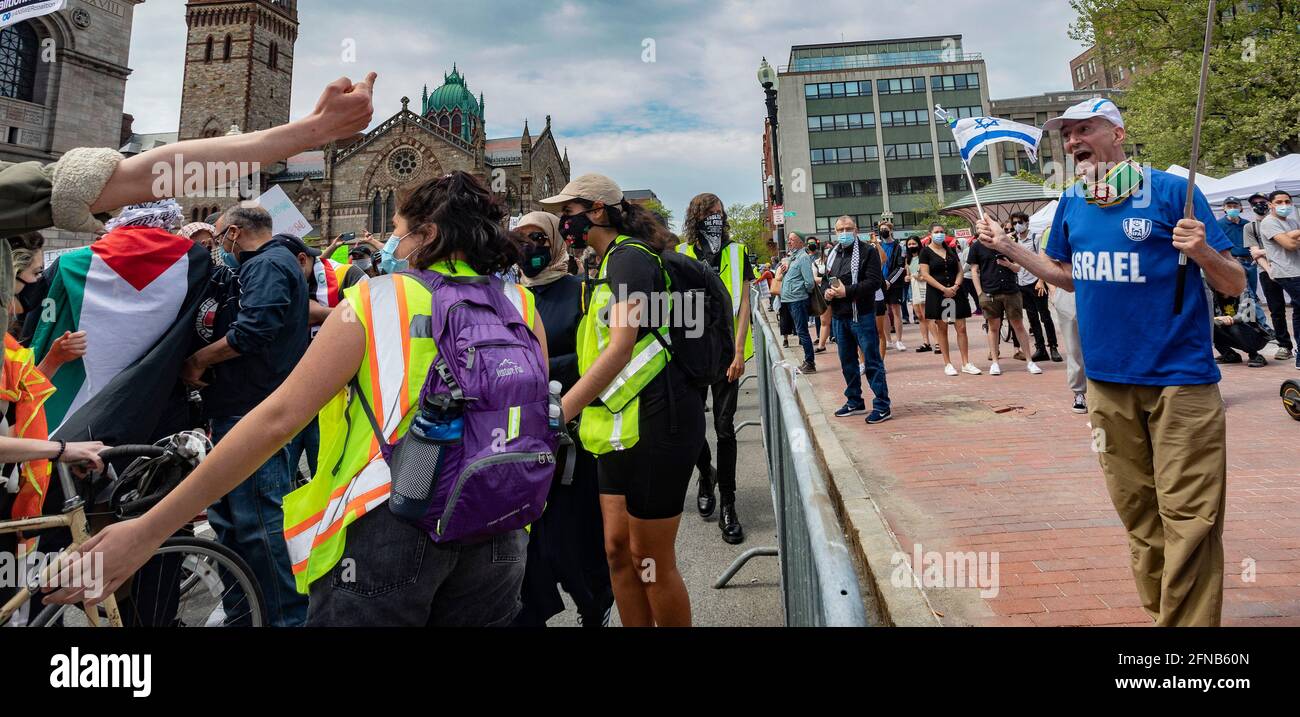 May 15, 2021, Boston, Massachusetts, USA: Lone pro Israel counter ...