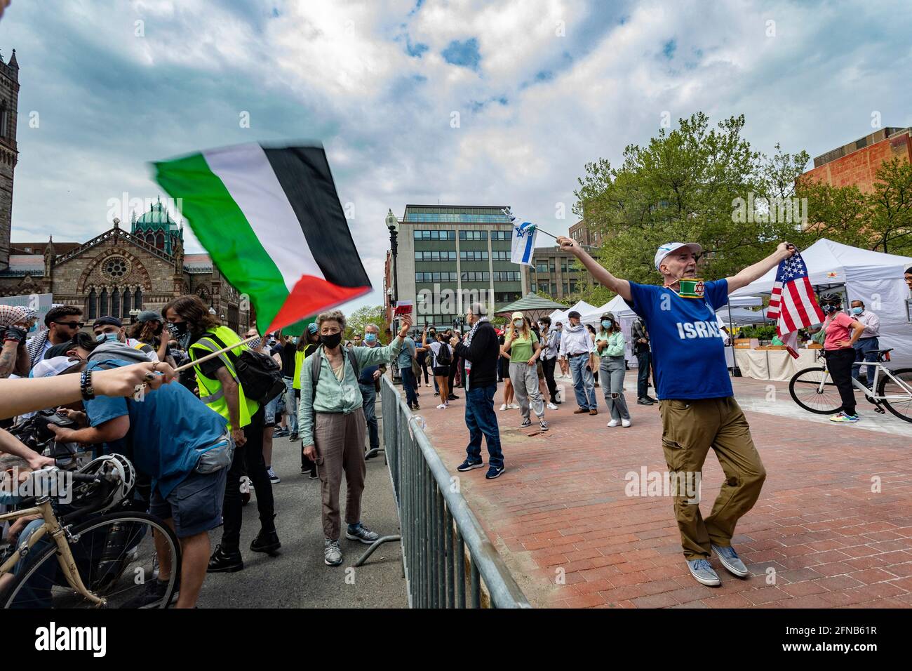 May 15, 2021, Boston, Massachusetts, USA: Lone pro Israel counter ...
