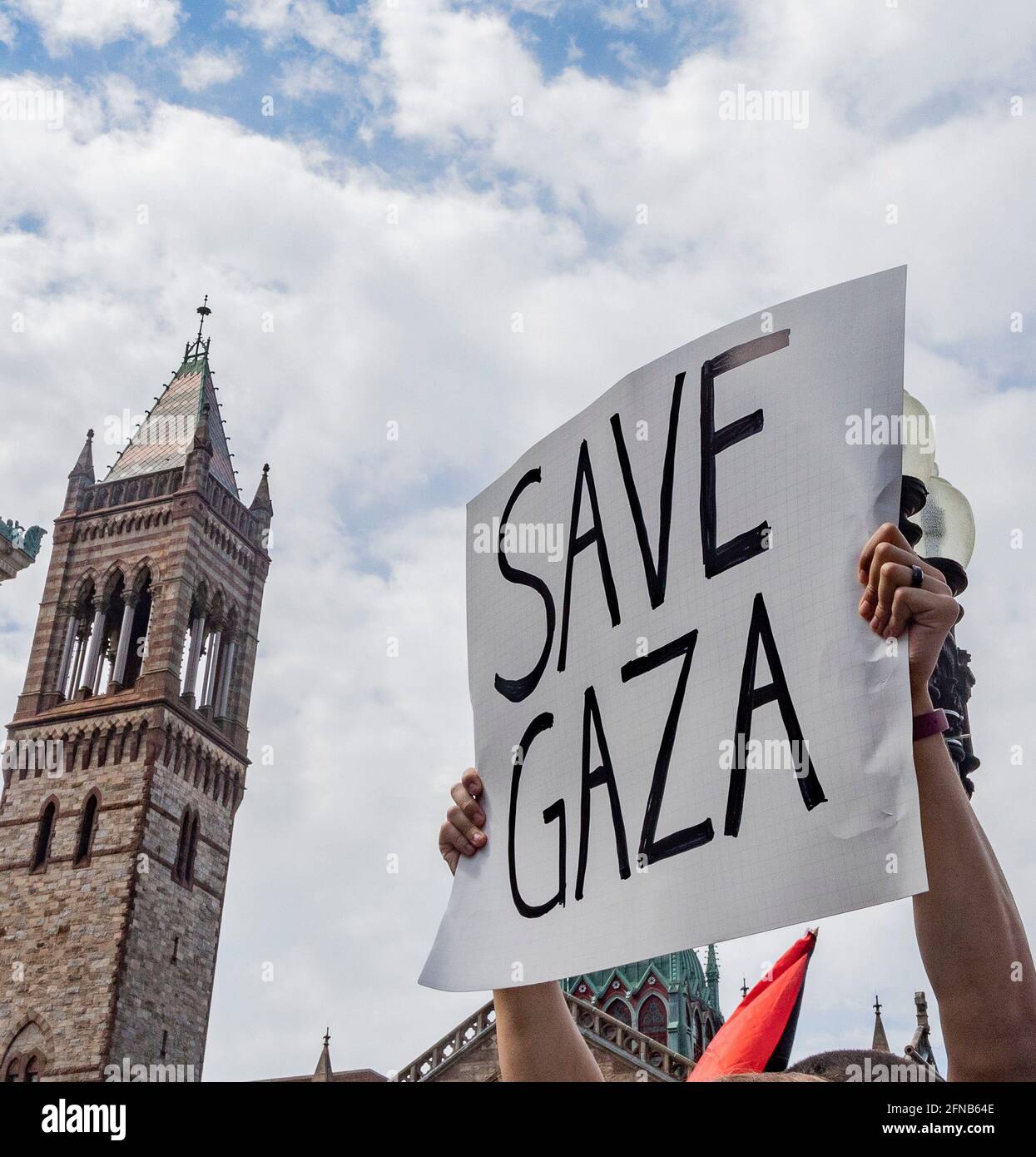 May 15, 2021, Boston, Massachusetts, USA: "Save Gaza" sign during a ...
