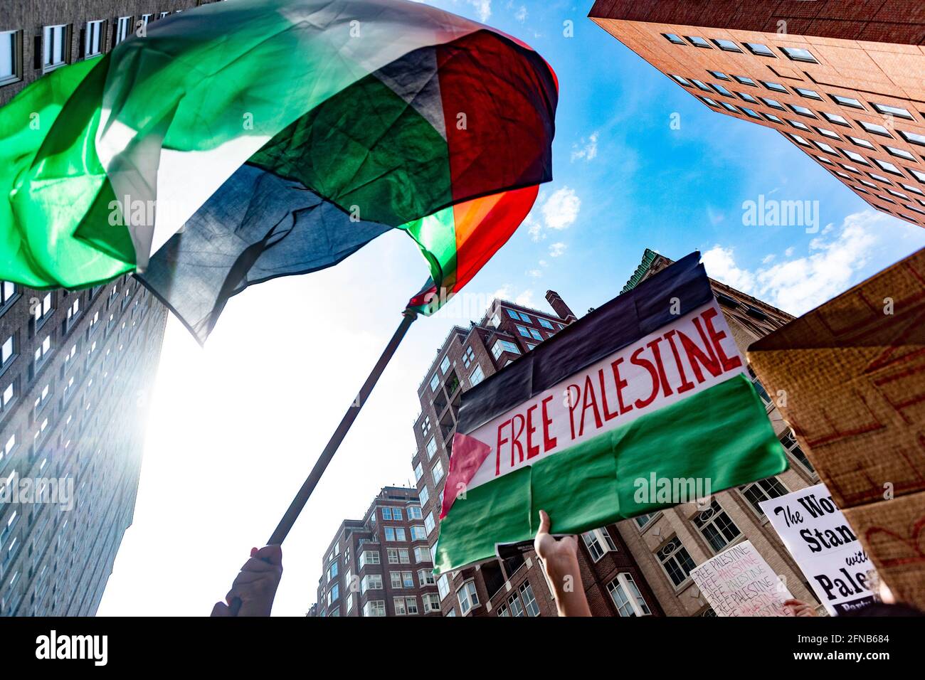 May 15, 2021, Boston, Massachusetts, USA: "Free Palestine" sign and ...