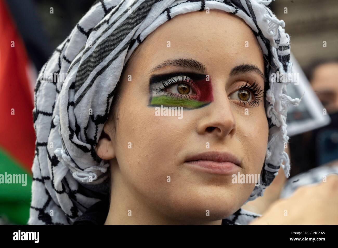 Palestinian flag face paint hi-res stock photography and images - Alamy