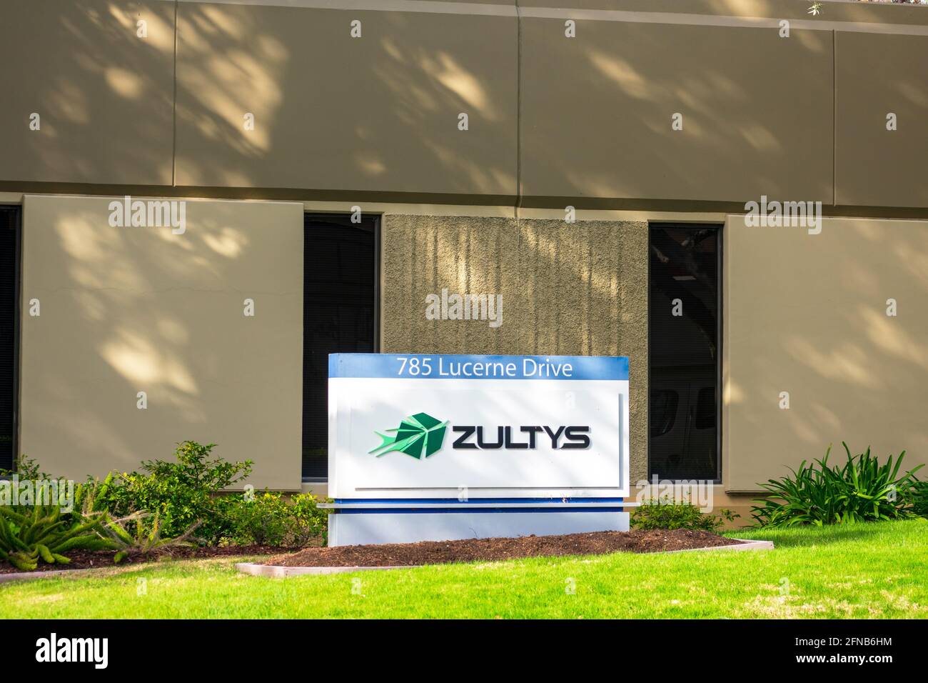 Zultys sign, logo at corporate headquarters of Zultys Technologies ...