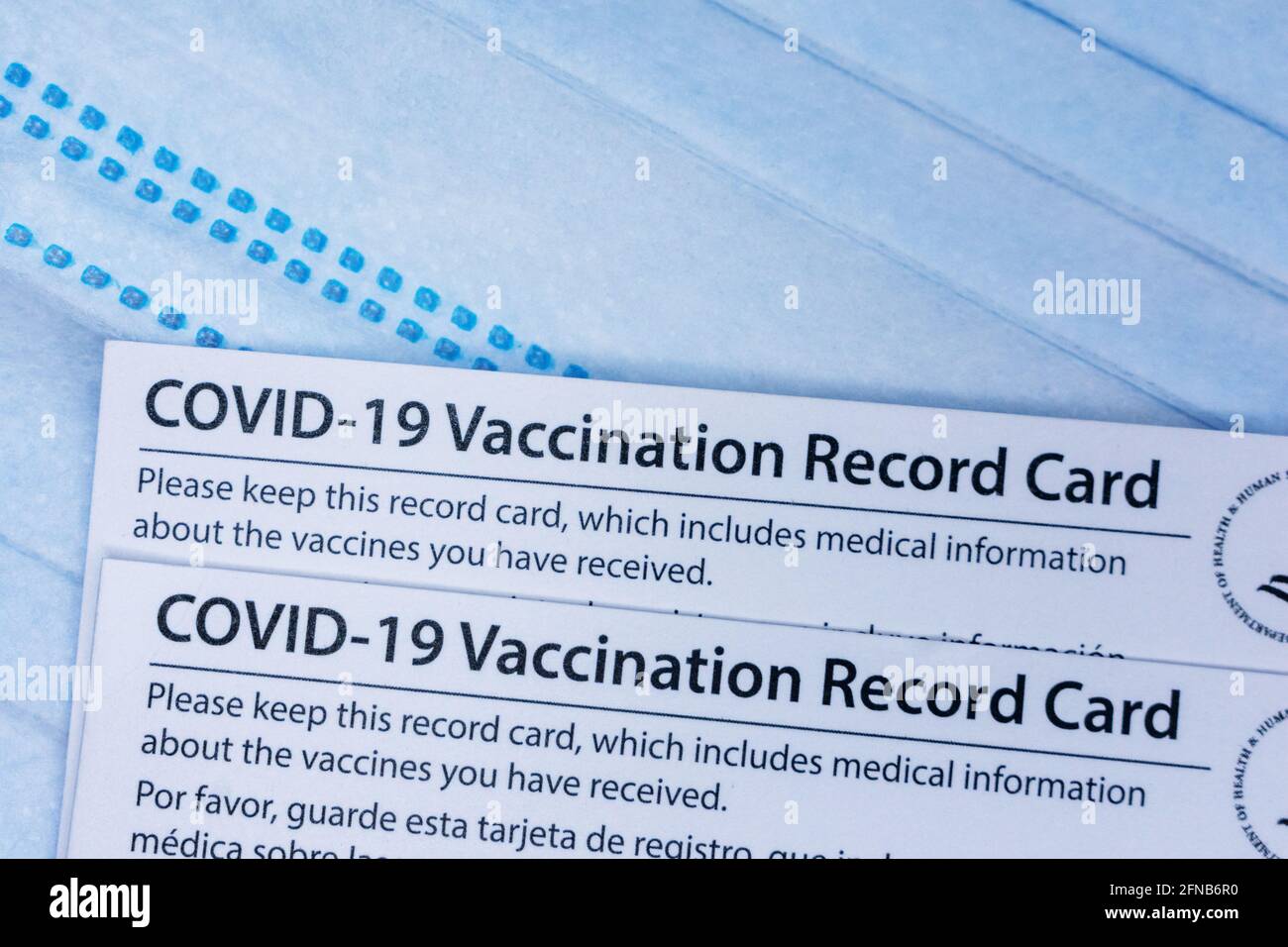 Closeup. Covid-19 vaccination record cards issued by CDC, United States ...