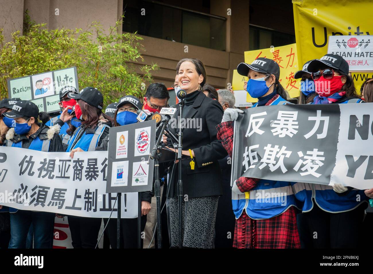 Mayor of Oakland , Libby Schaaf making a speech against Asian hate in ...