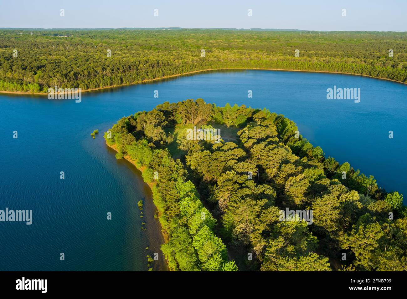 Aerial view of pond on a sunny summer day forest panorama Stock Photo ...