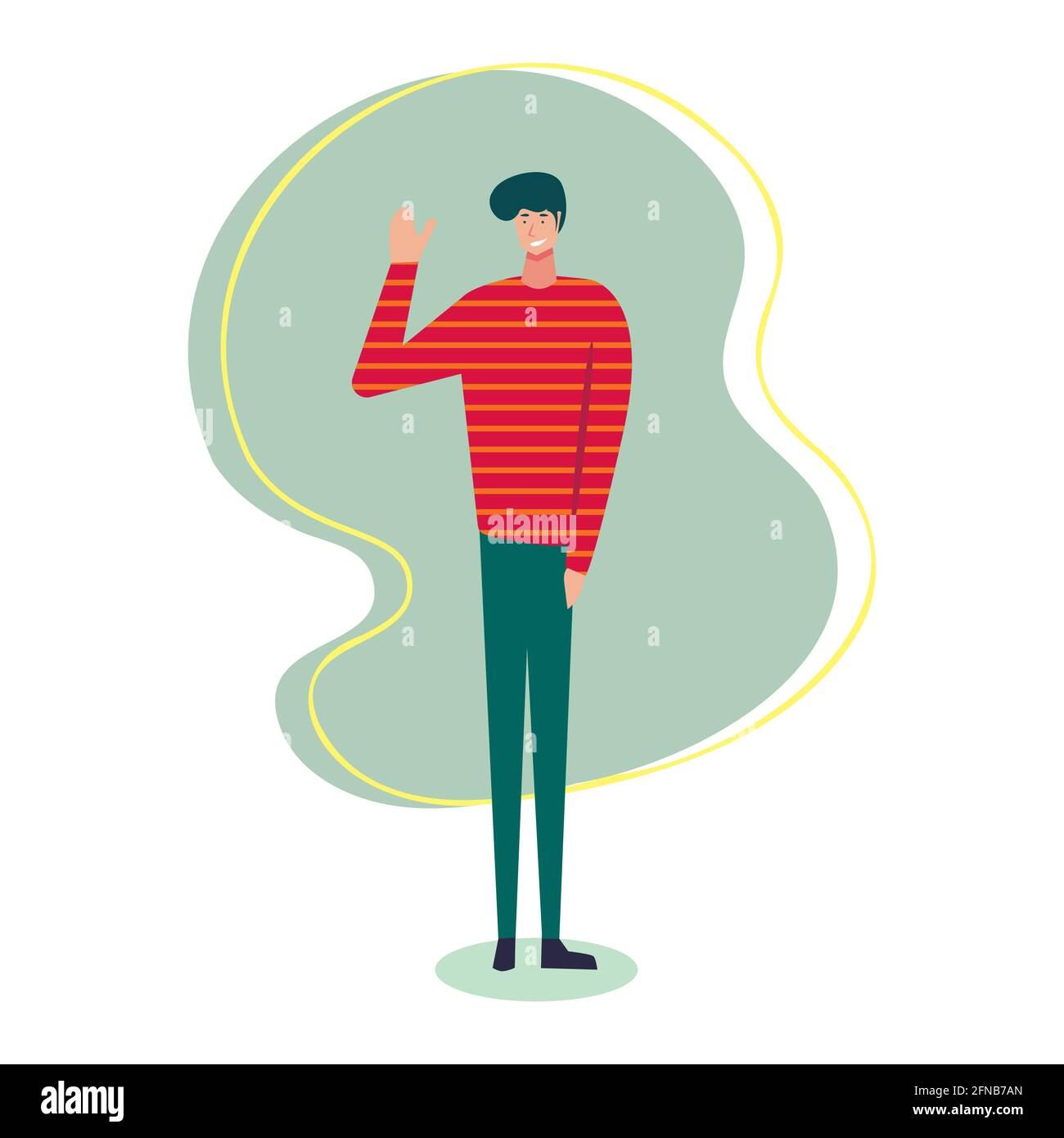 hipster guy say hi vector illustration in flat style Stock Vector Image ...