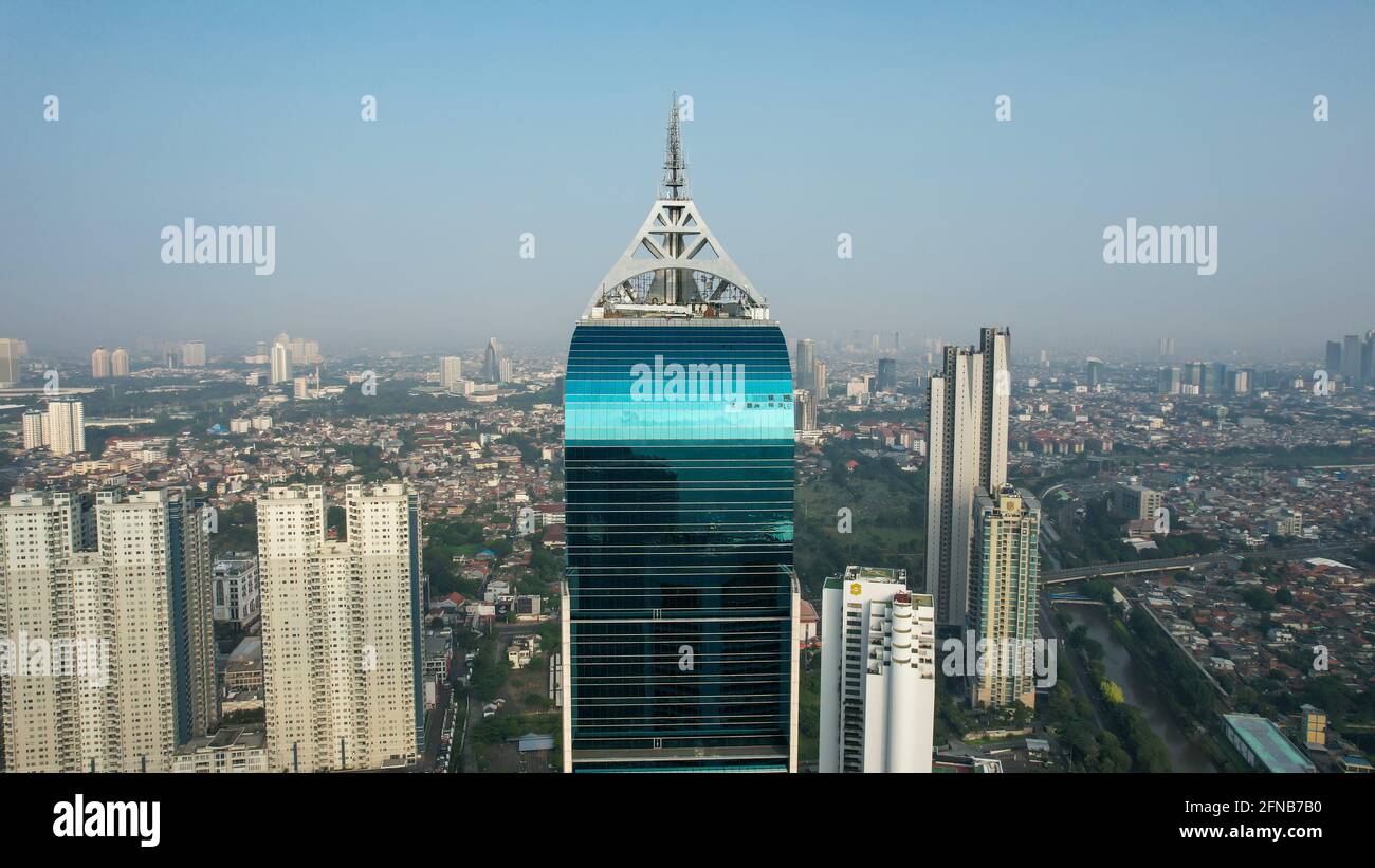 Aerial view of Architecture details Modern Building Glass facade ...