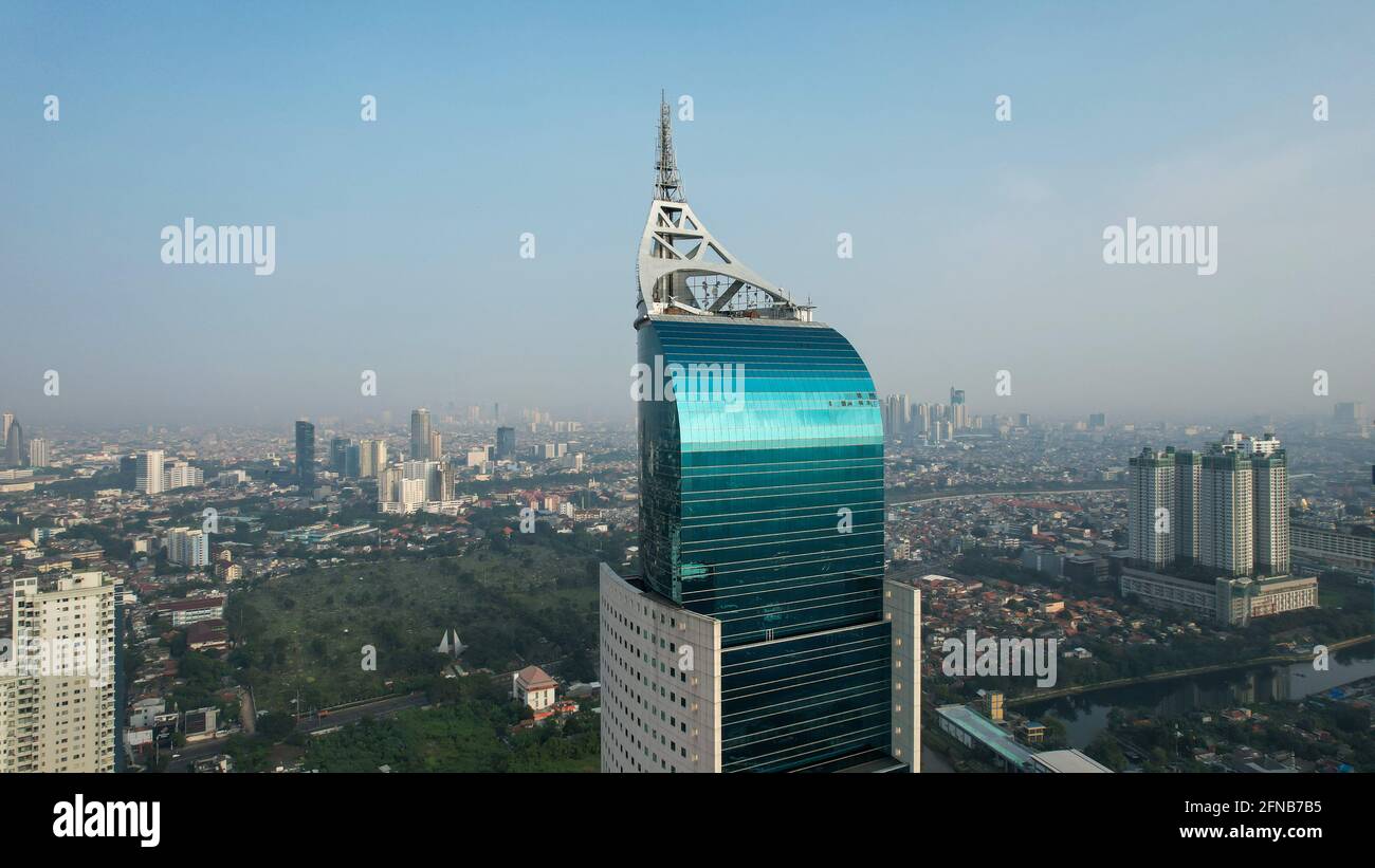 Aerial view of Architecture details Modern Building Glass facade ...