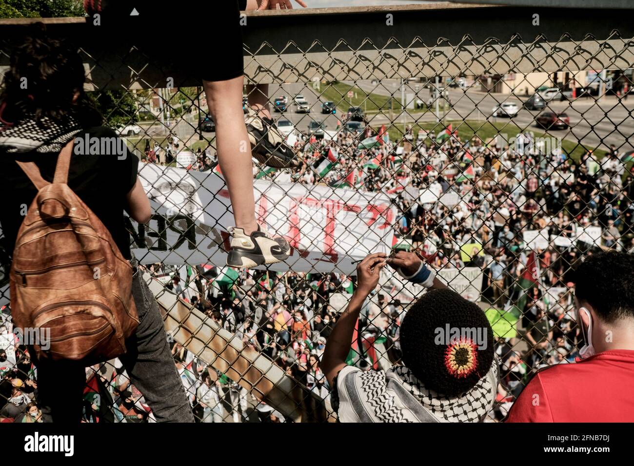 Protesters march through the streets, during a large free Palestine ...