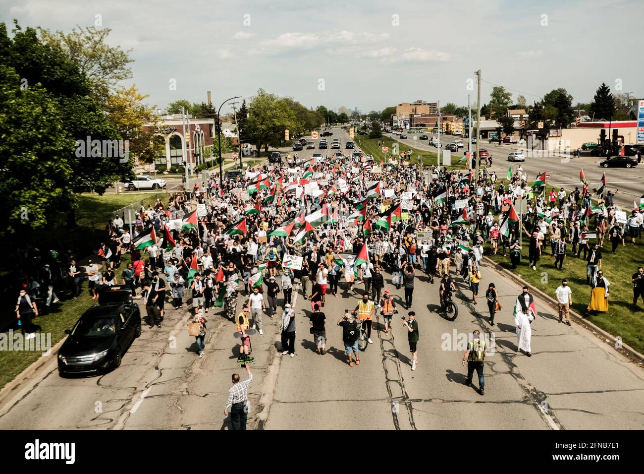 Protesters march through the streets, during a large free Palestine ...