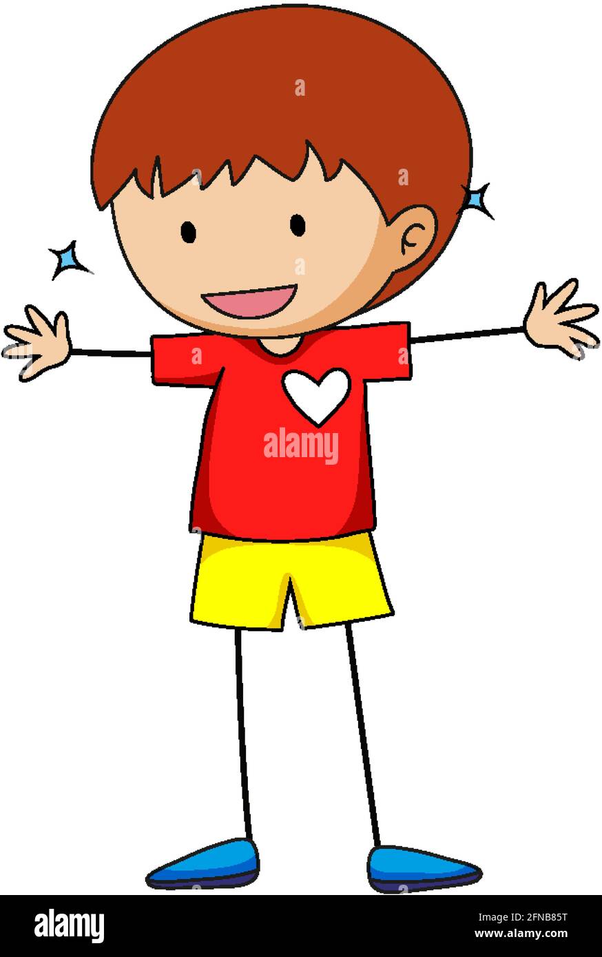 A happy boy doodle cartoon character isolated illustration Stock Vector ...