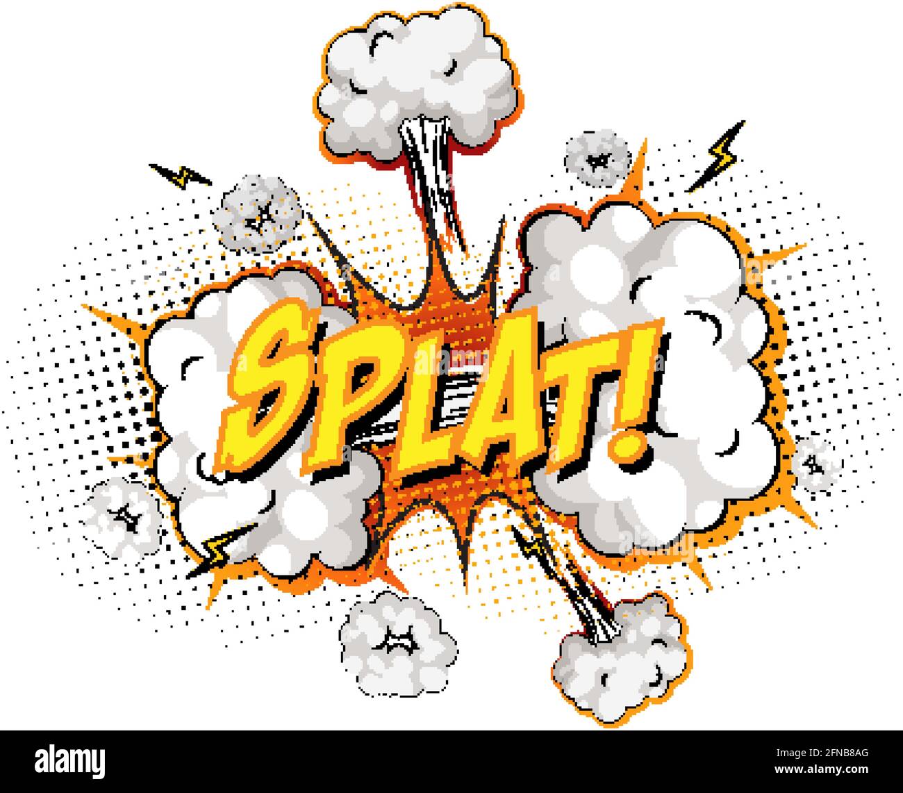 SPLAT text on comic cloud explosion isolated on white background ...