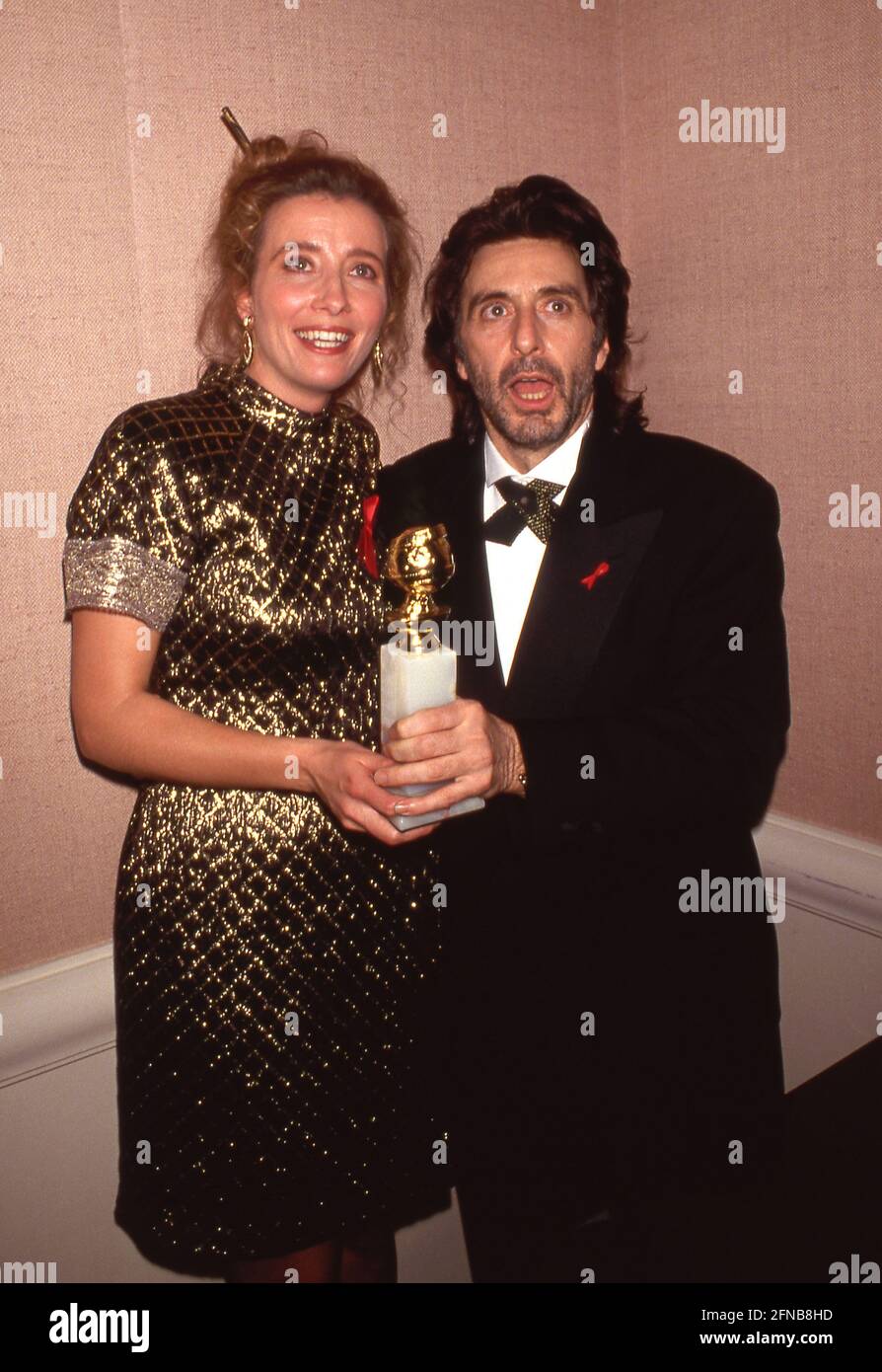 Emma Thompson and Al Pacino during The 50th Annual Golden Globe Awards ...