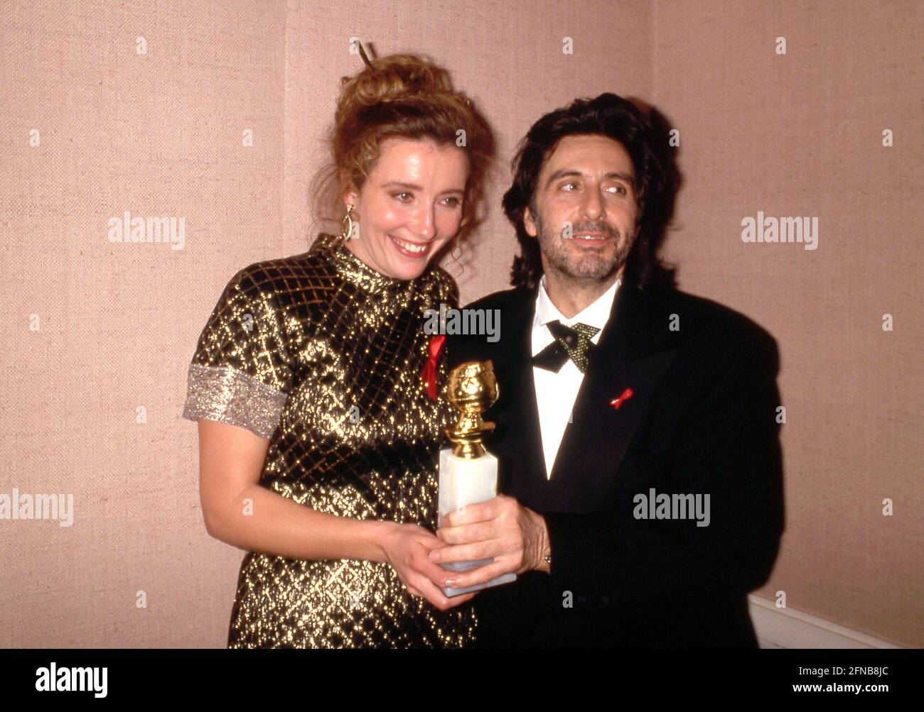 Emma Thompson and Al Pacino during The 50th Annual Golden Globe Awards ...