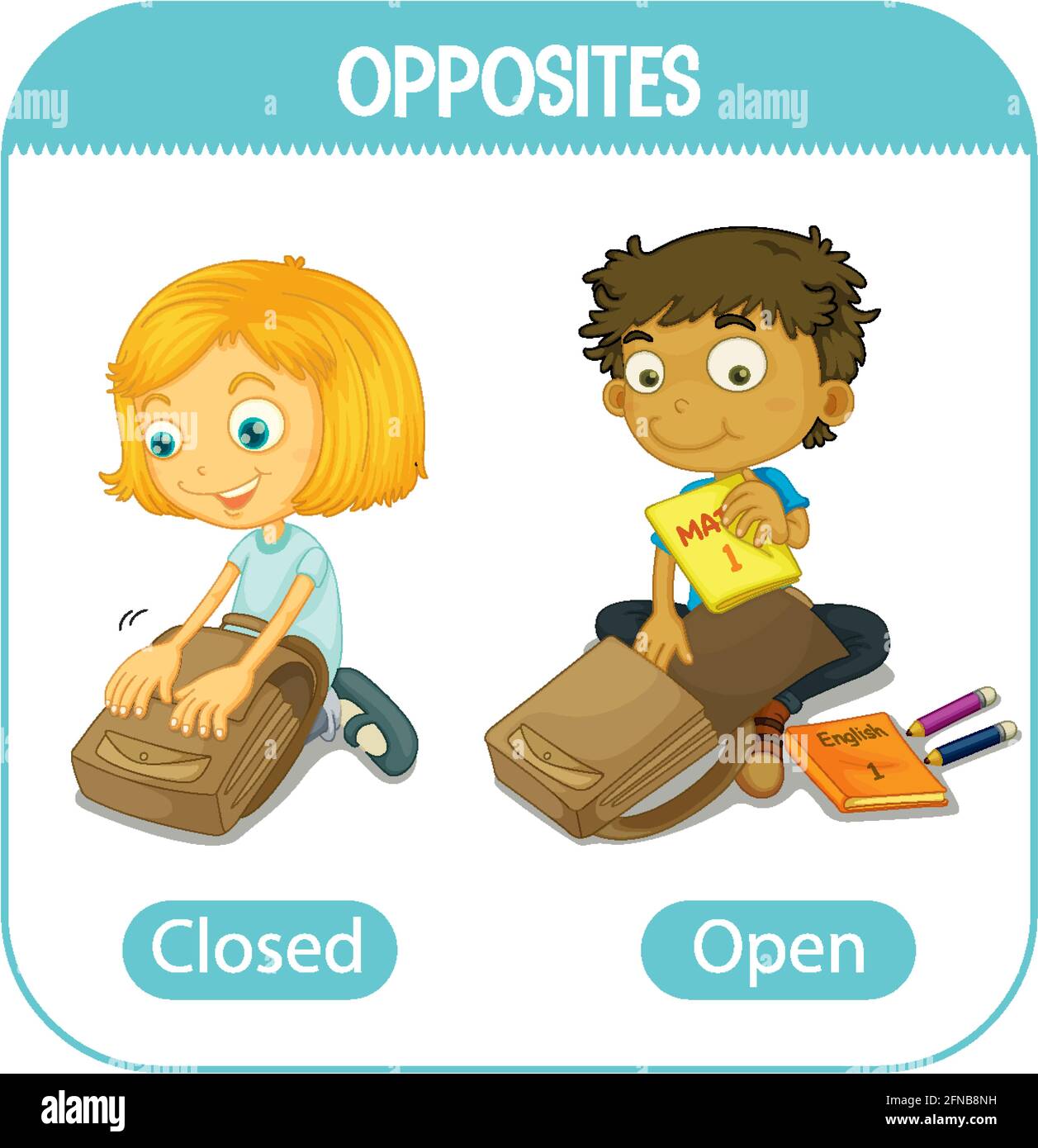 Opposite words with closed and open illustration Stock Vector Image ...