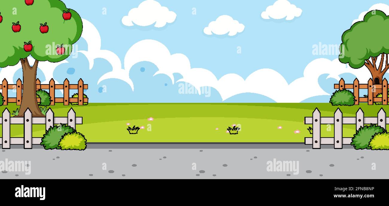 Empty park scene in simple style illustration Stock Vector Image & Art ...