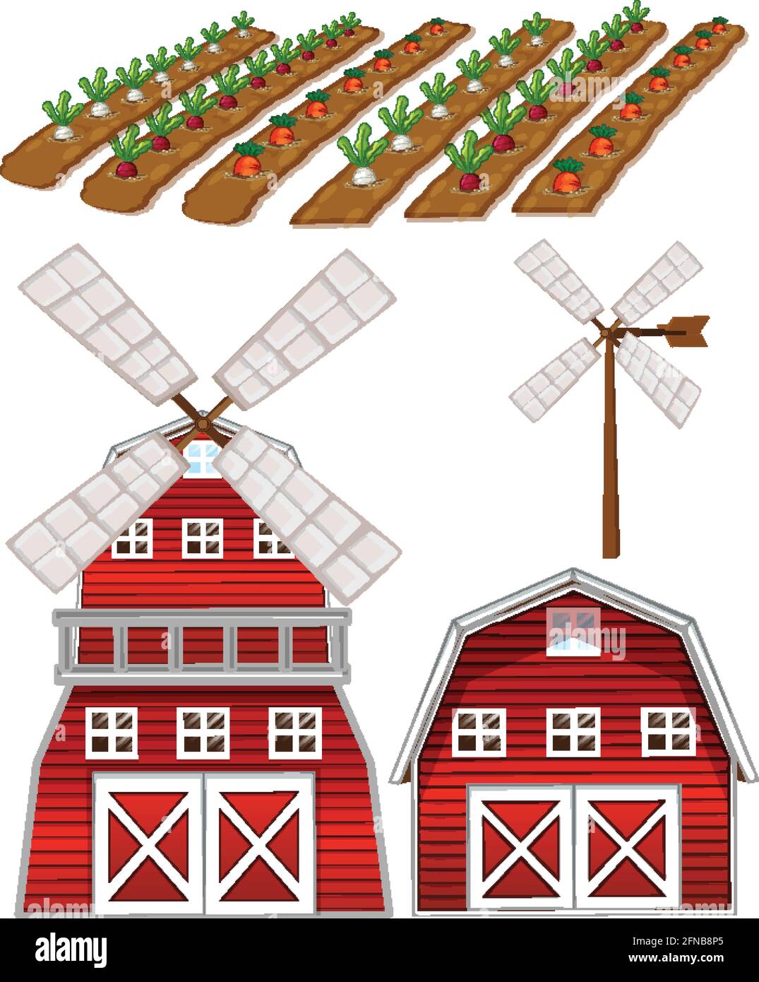 Farm element set isolated on white background illustration Stock Vector ...