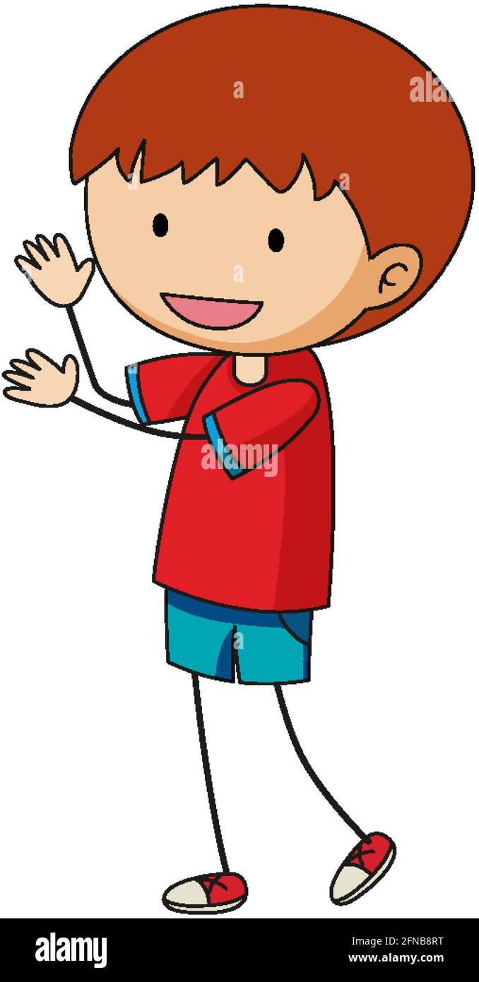 Happy boy doodle cartoon character isolated illustration Stock Vector ...
