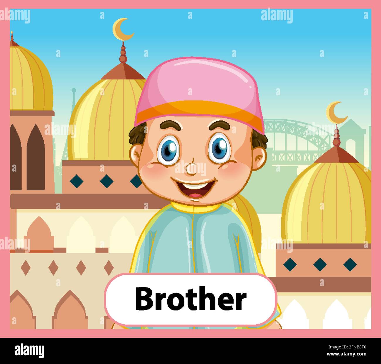 Educational English word card of brother illustration Stock Vector ...