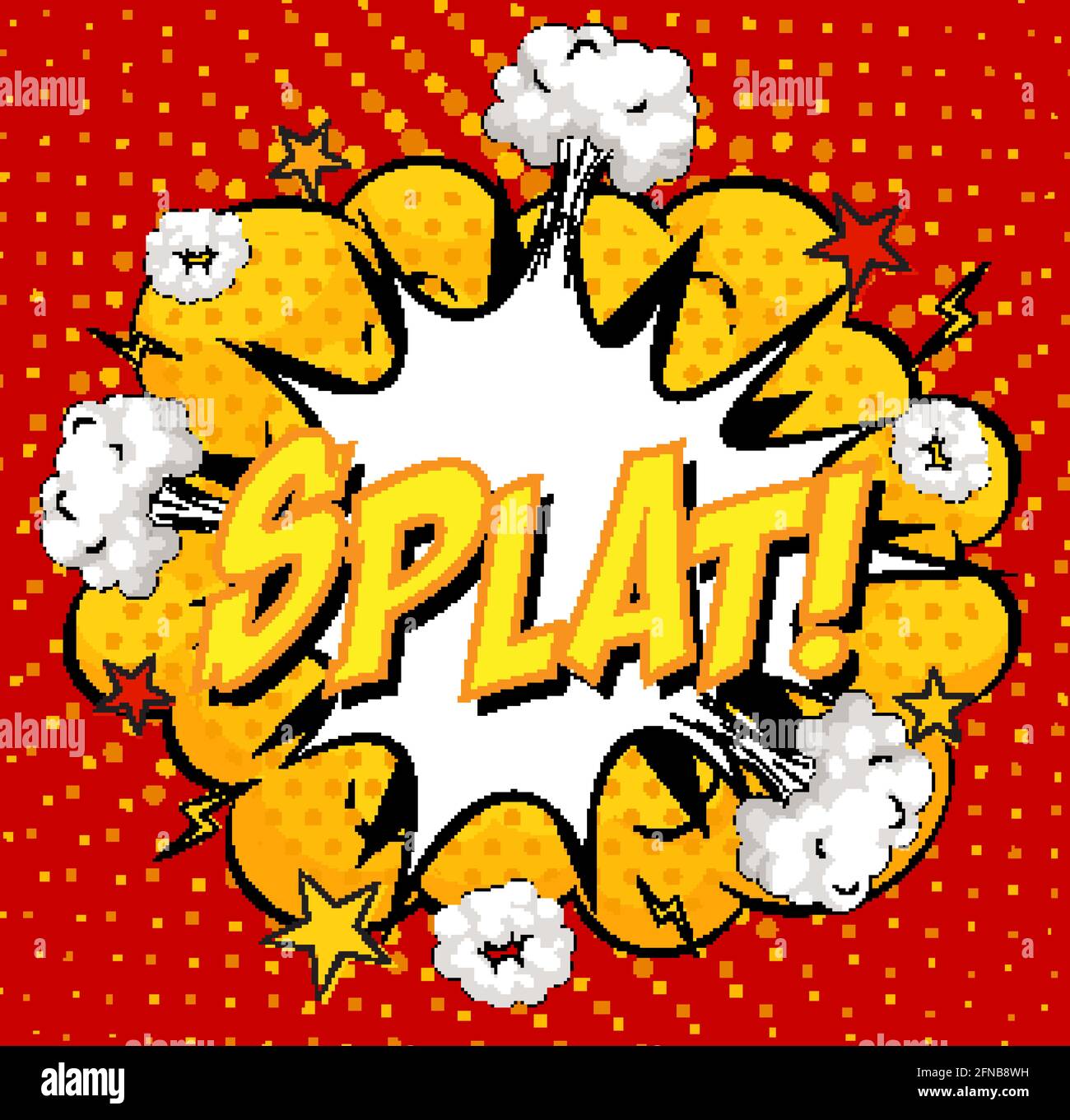 SPLAT text on comic cloud explosion on red background illustration ...