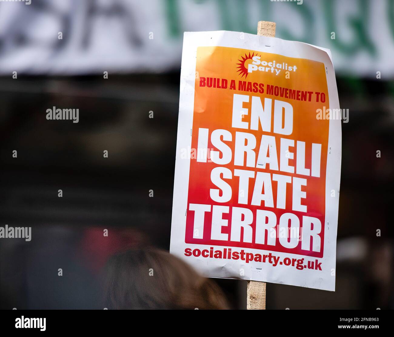 London, UK. 15th May, 2021. An anti Israeli placard seen during a march ...