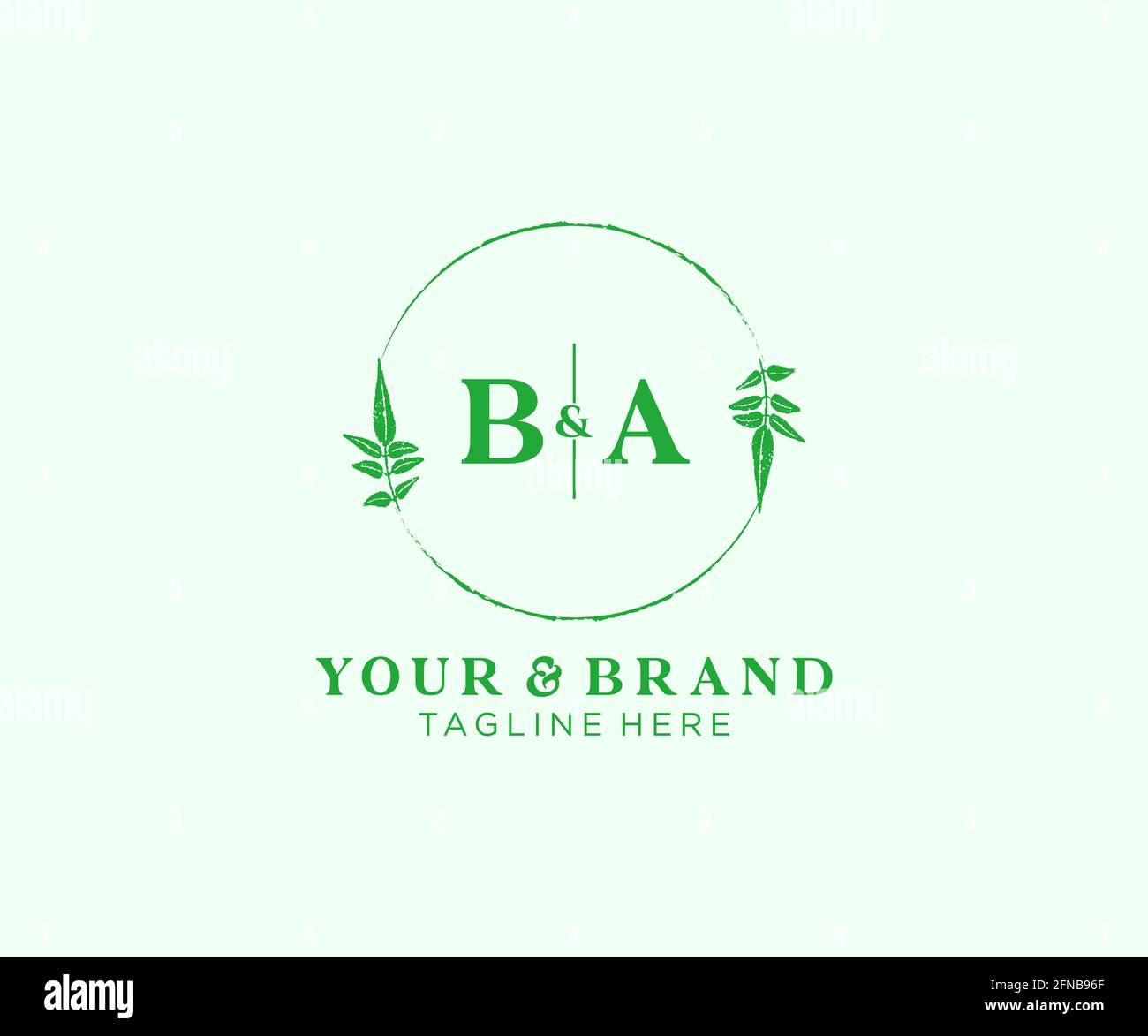 BA letters floral frames. Botanical feminine editable premade monoline ...