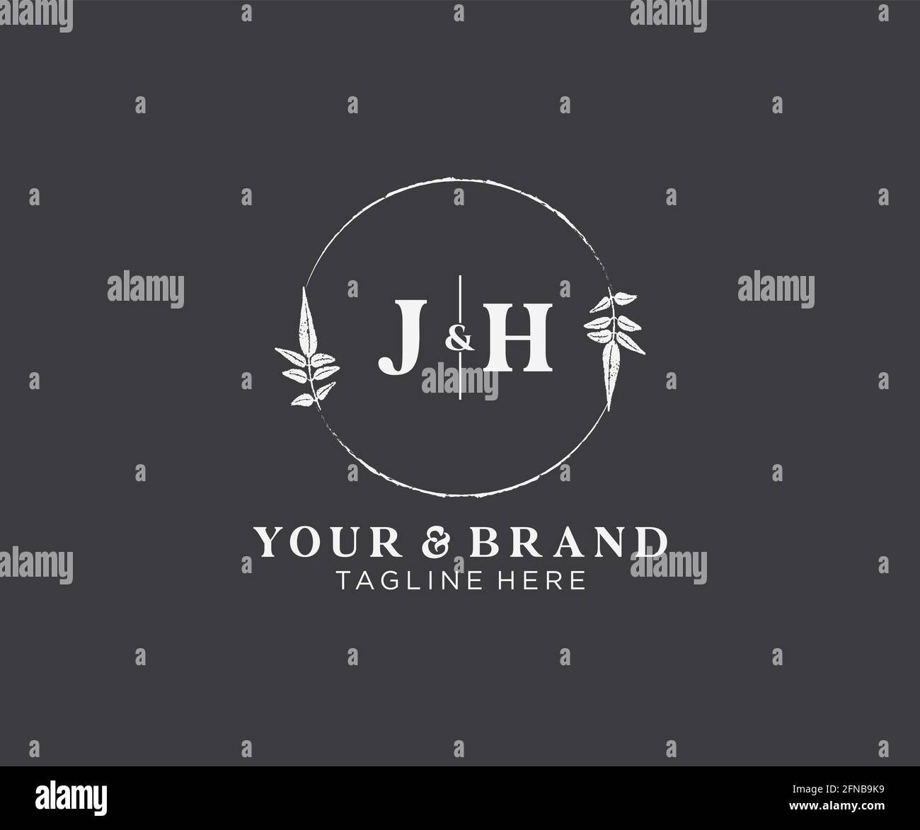 JH letters floral frames. Botanical feminine editable premade monoline ...