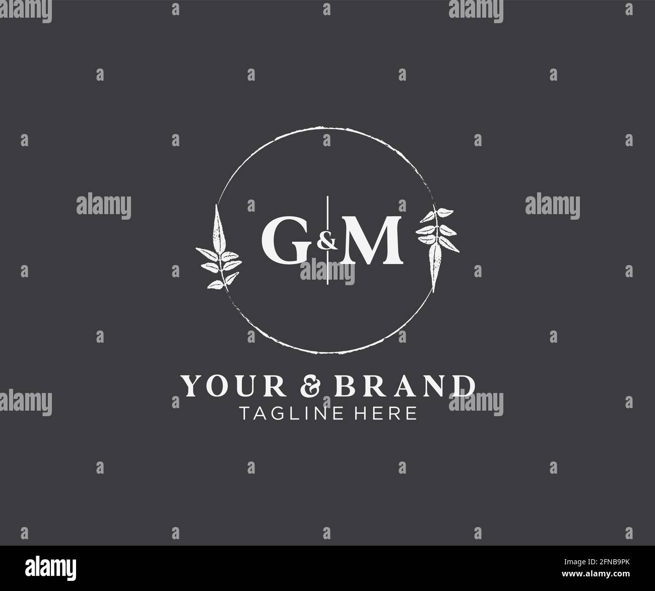GM letters floral frames. Botanical feminine editable premade monoline ...