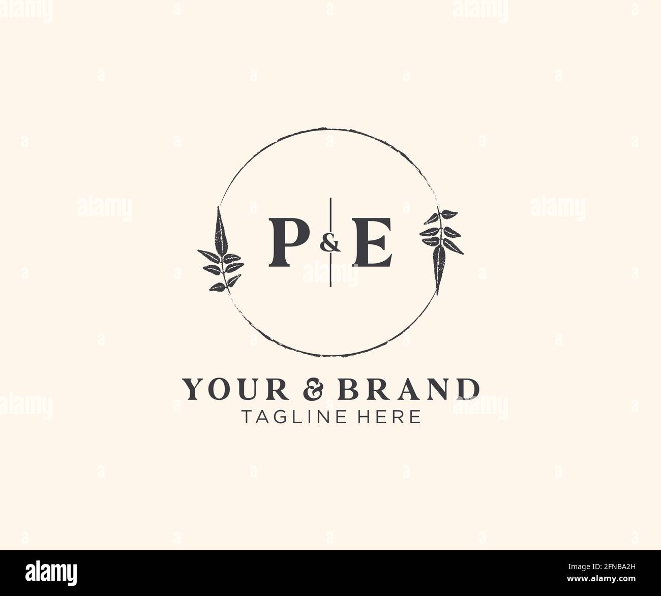 PE letters floral frames. Botanical feminine editable premade monoline ...