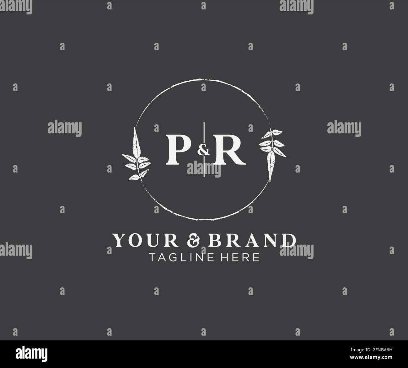 PR letters floral frames. Botanical feminine editable premade monoline ...