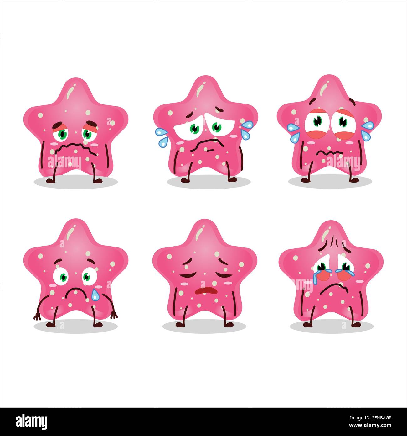 Jelly sweets candy star pink cartoon character with sad expression ...
