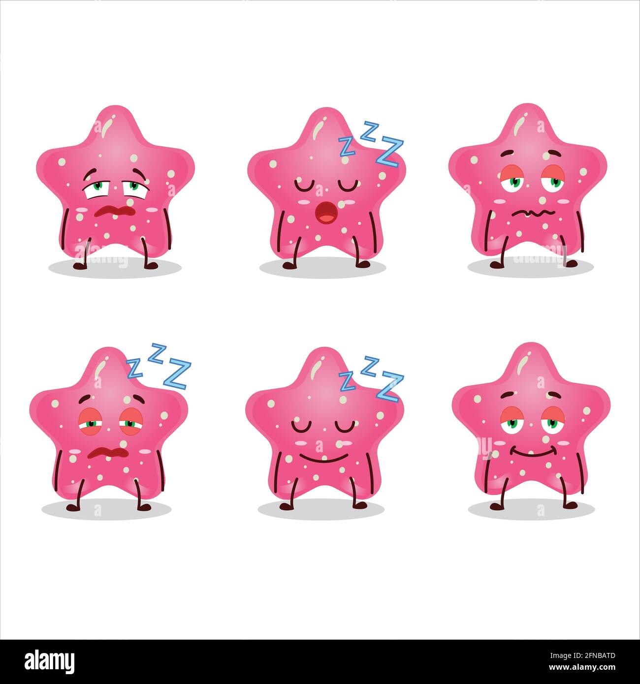 Cartoon character of jelly sweets candy star pink with sleepy ...
