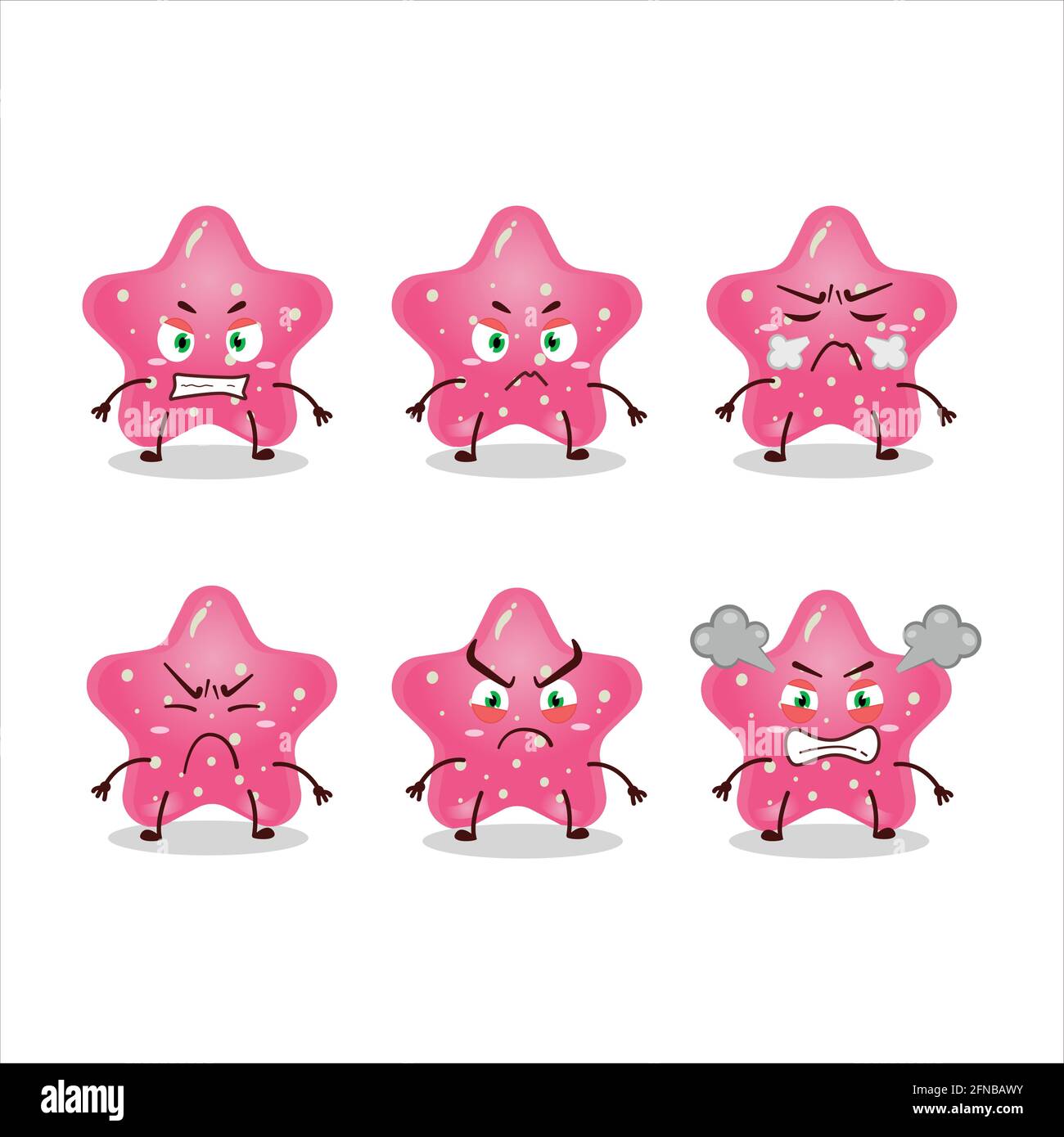 Jelly sweets candy star pink cartoon character with various angry ...