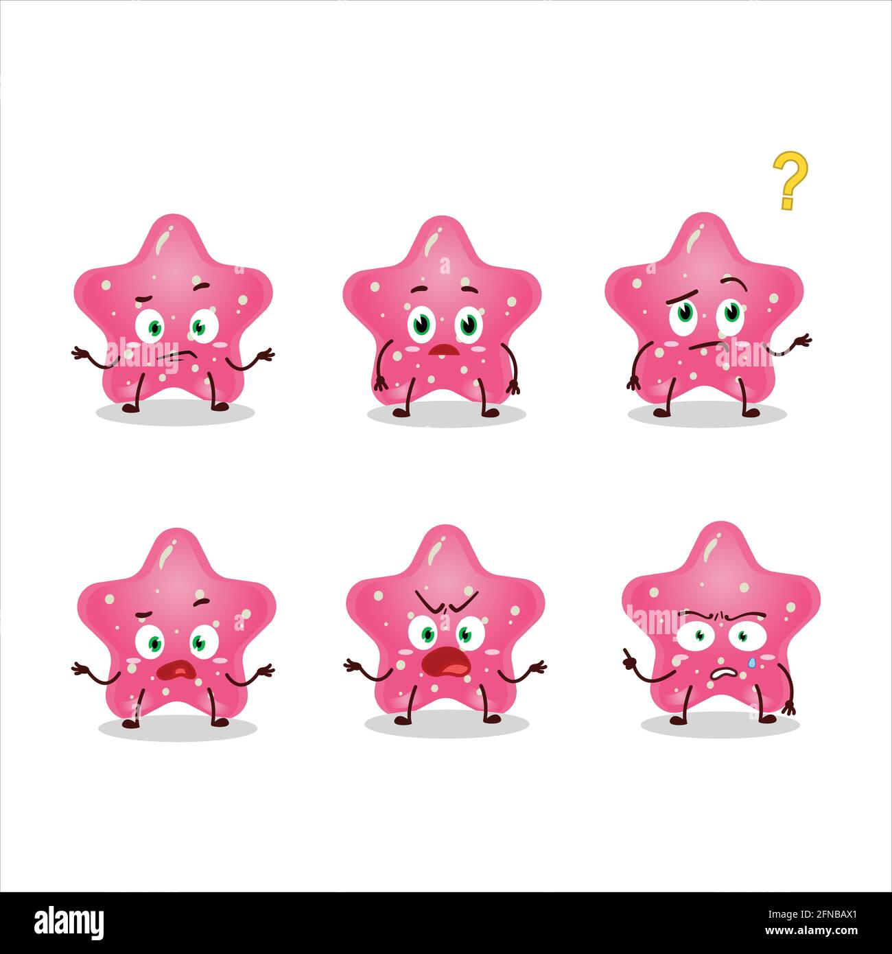 Cartoon character of jelly sweets candy star pink with what expression ...