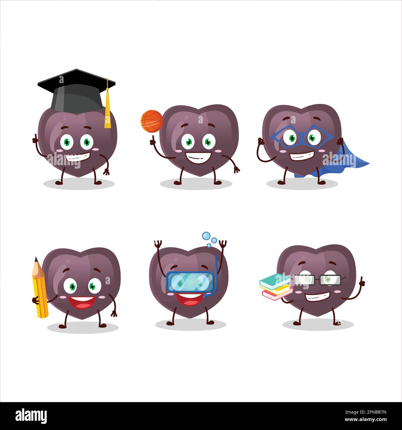 School student of love candy cartoon character with various expressions ...