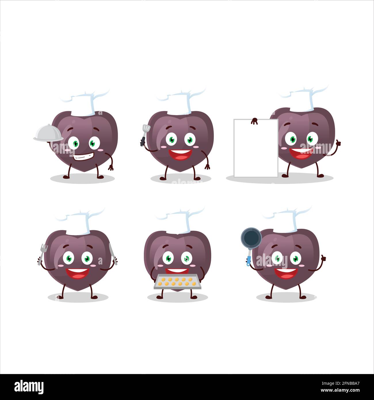 Cartoon character of love candy with various chef emoticons. Vector ...