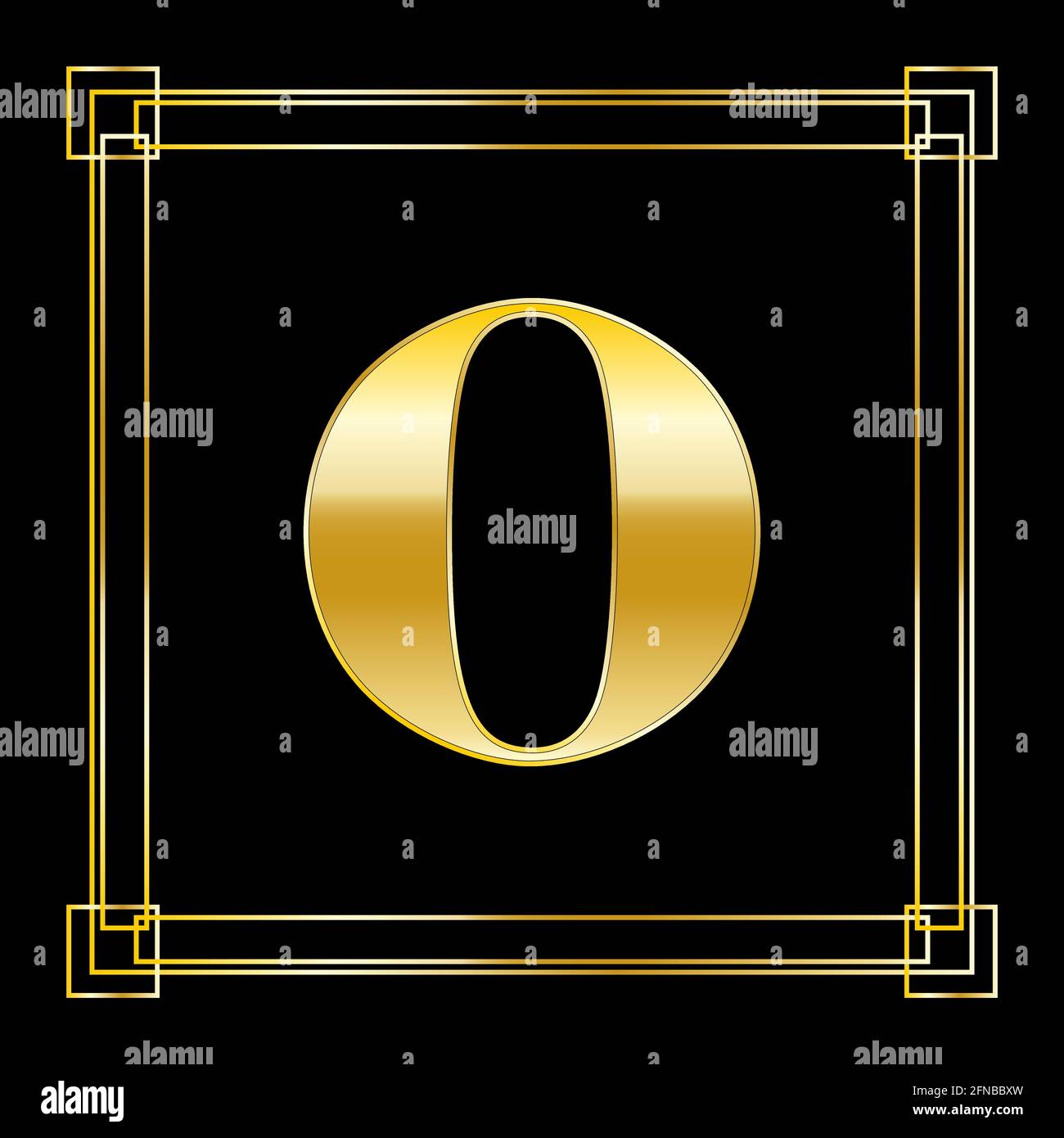 Letter O Logo Design With Square Ornament, luxury golden design, vector ...
