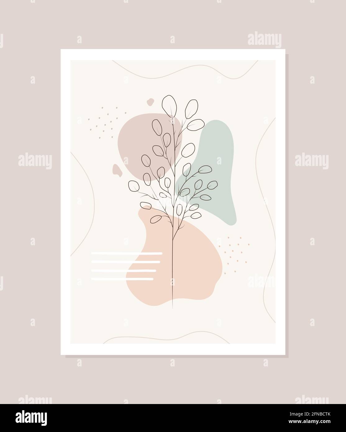 Contemporary flower poster. Hand drawn abstract botanical elements ...
