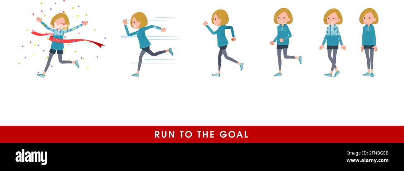 A set of women in a hoodie who start running gradually.It's vector art ...